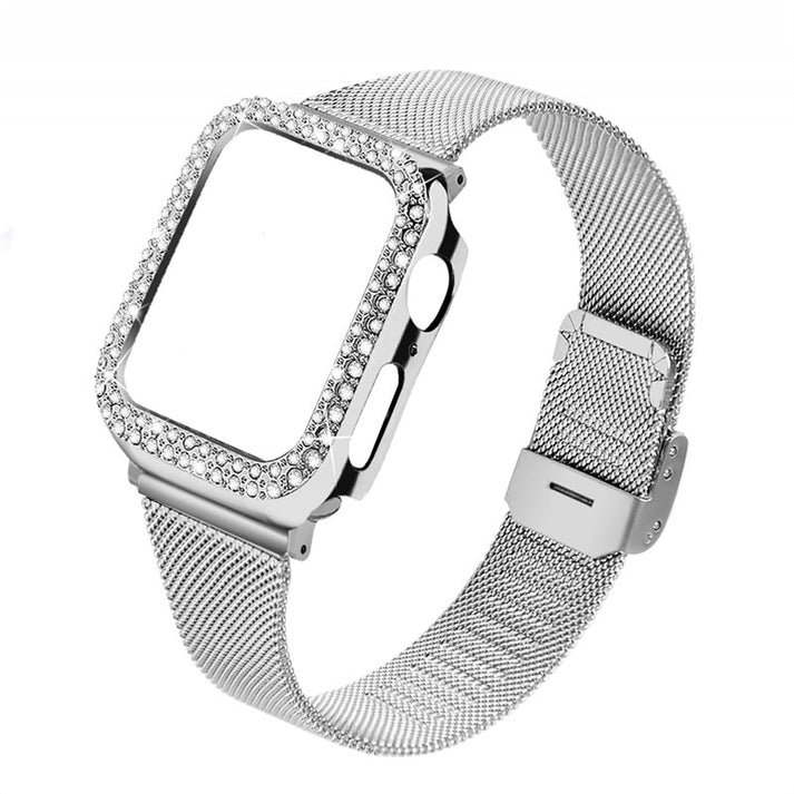 Luxury Bling Case and Strap Slim Mesh Metal Strap for Apple Watch ...
